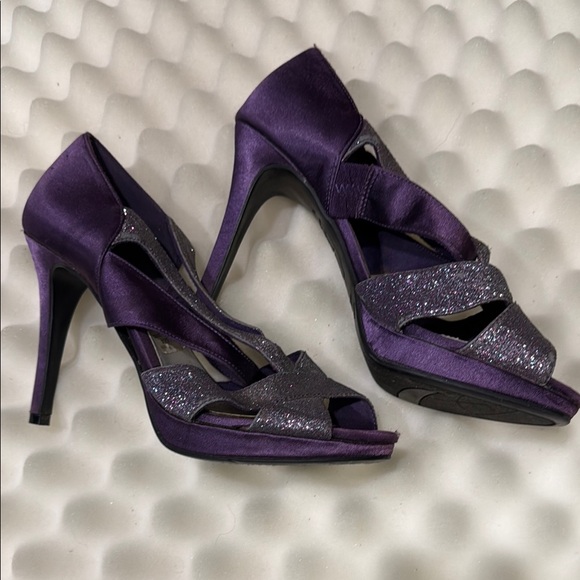 FIONI Clothing | Shoes | Fioni Night Purple Satin Stiletto Heels W ...